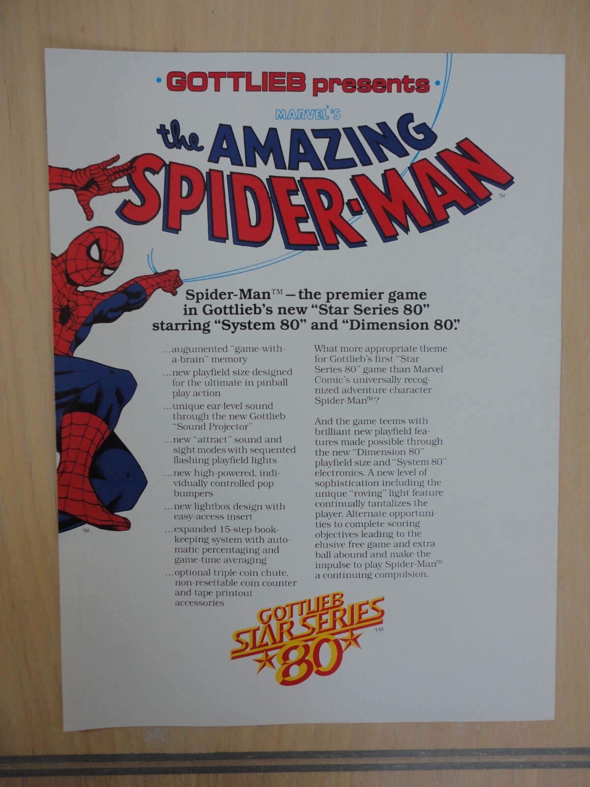 Spiderman Pinball Machine 2 Page Original Magazine Pull Out ...