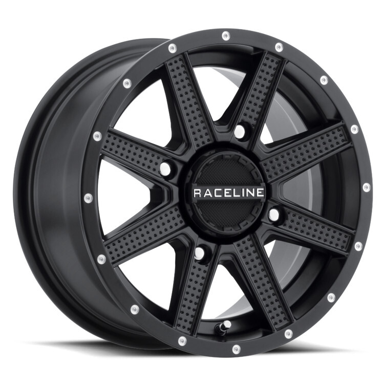 Kit 4 EFX MotoMax Tires 27x10-14 on Raceline Hostage Matte Black Wheels ...