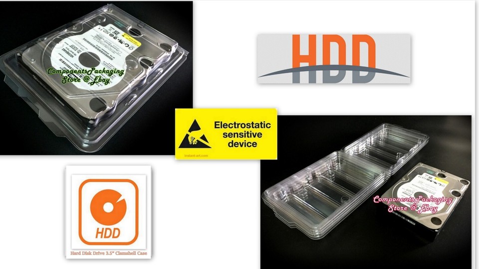 Internal 3.5" Hard Drive Single Case Clamshell ESD Plastic - Lot of 3 ...