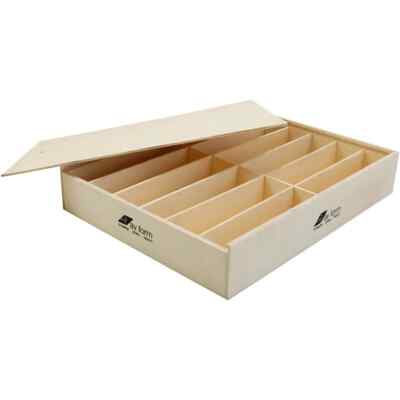 Robust Wooden Box with Lid 12 Compartment- Home Office Storage Utensil ...
