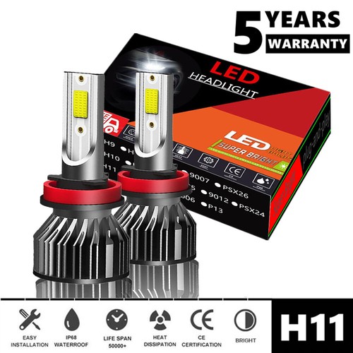 H11 LED Lights Headlights Kit Low Beam Bulb Super Bright 6000K Cool ...