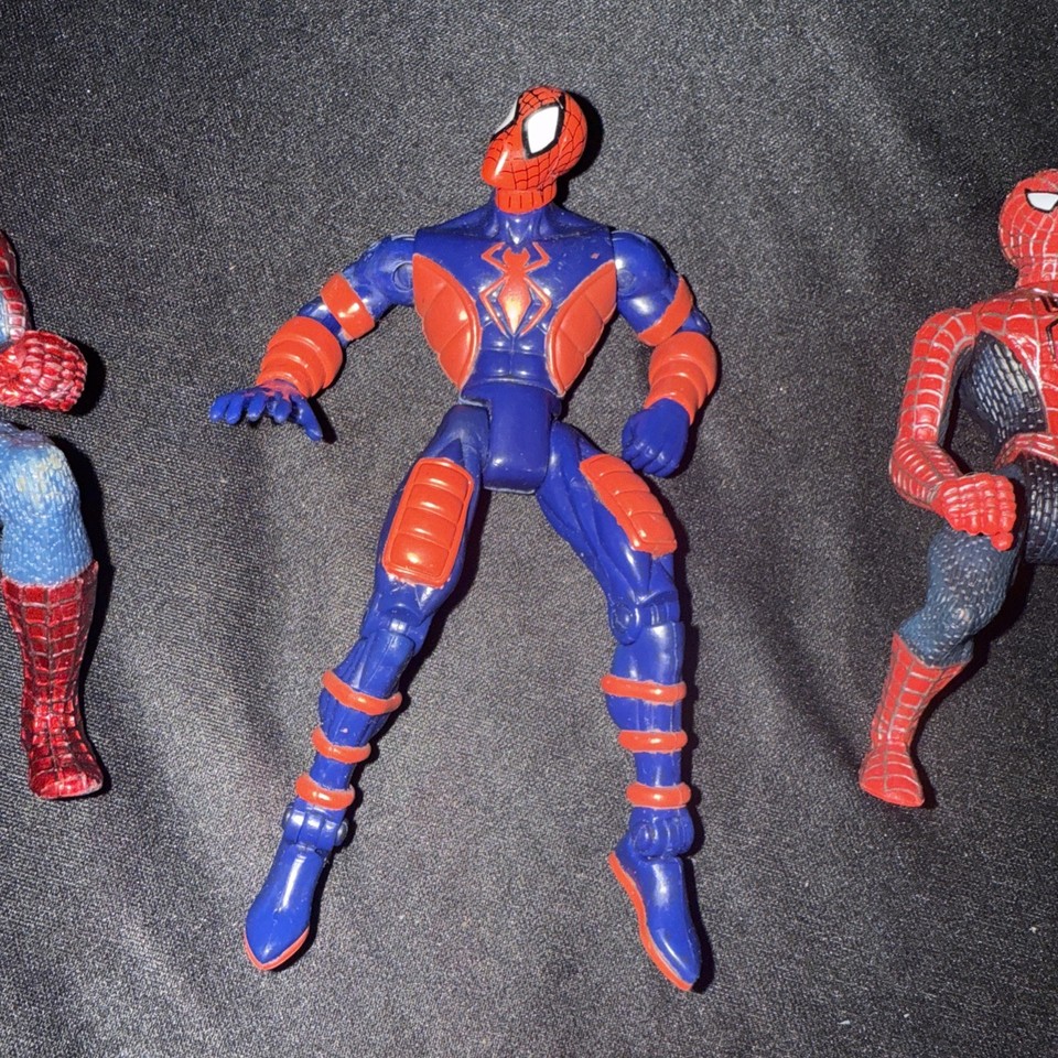 Lot Of 9 Spider Man Action Figures W/ Battle Ravaged Spider-Man & Sneak ...
