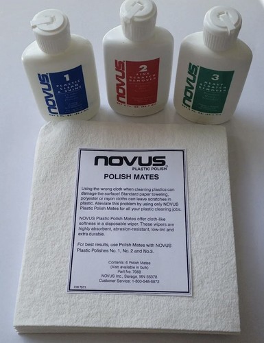 Novus Acrylic Scratch Remover & Cleaner Plastic Polish kit with 6 Novus ...