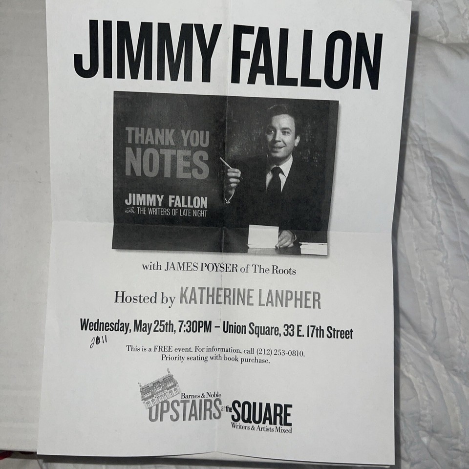 JIMMY FALLON SIGNED AUTOGRAPH "THANK YOU NOTES" BOOK - TONIGHT SHOW ...
