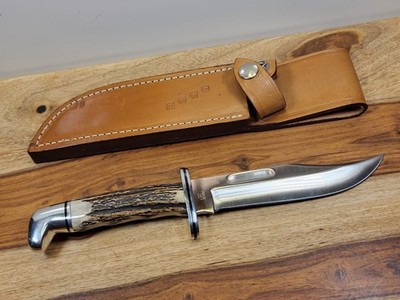 Buck 119 Custom Contour Stag Handle Hunting Knife W Custom Sheath