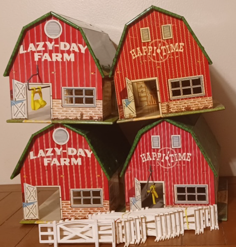 Vintage Lot of 4 Marx Lazy Day & Happi Time Farm tin litho Barns And ...