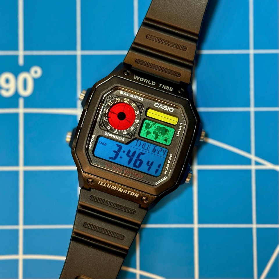 Custom Casio "Spectrum" Custom Casio Royale AE1200 LCD Digital World ...