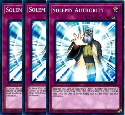 Yugioh - Solemn Authority x 3 - 1st NM - Free Holographic Card | eBay