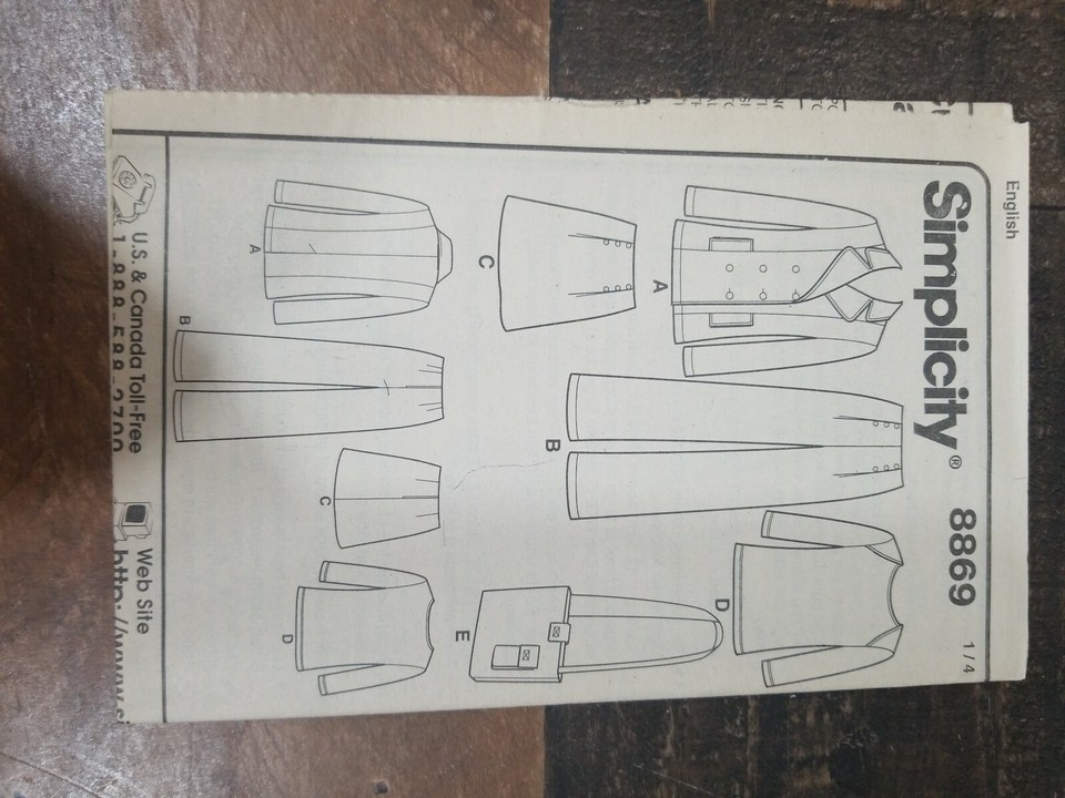 Simplicity Groove Pattern 8869 Junior 3/4-15/16 Jacket Pants Skirt Bag ...