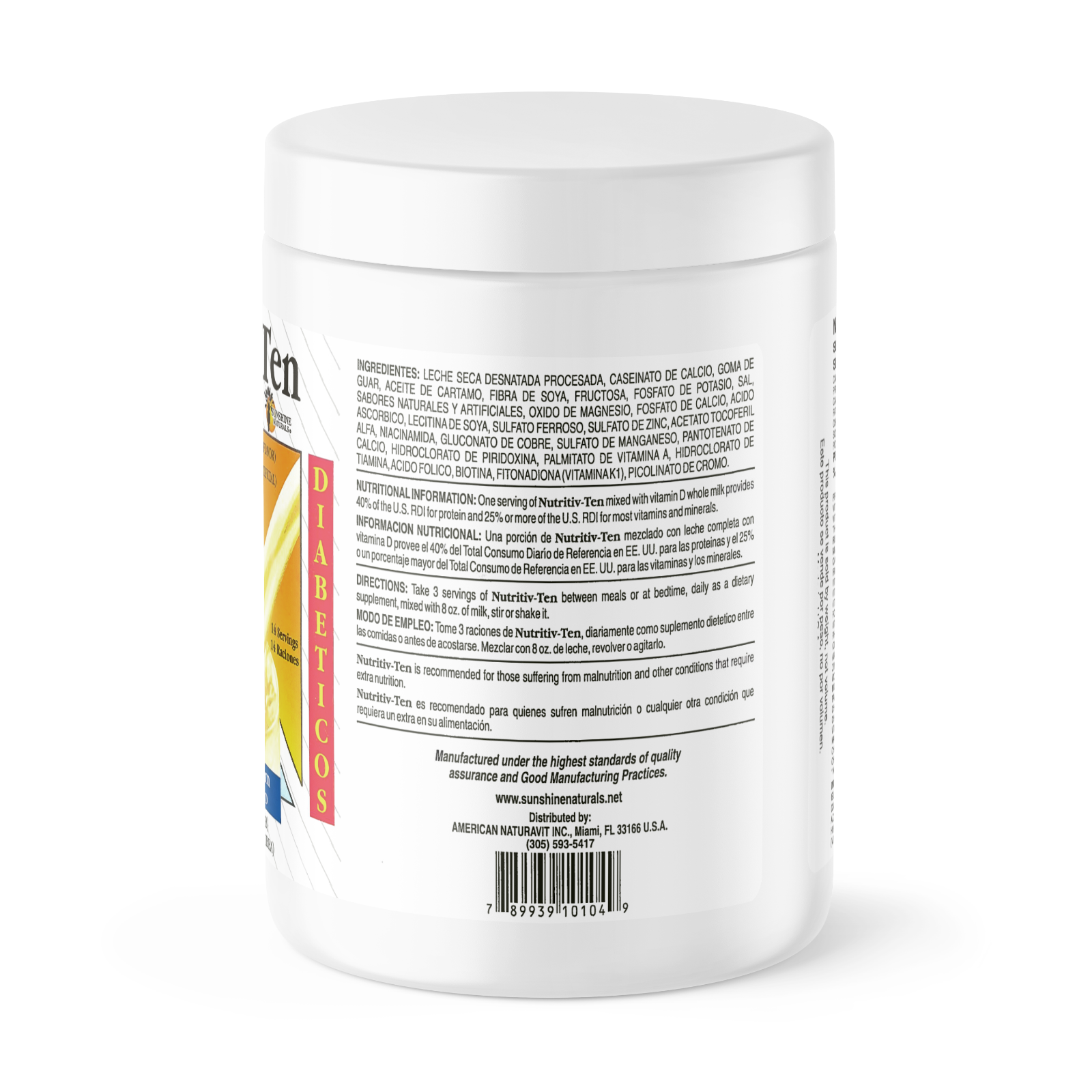 Sunshine Naturals Nutritiv-Ten (Meritene) 16oz DIABETIC Vanilla Protein ...