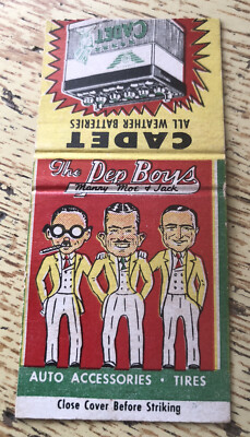 1930s-40s The Pep Boys Cadet BATTERIES Matchbook Cover Cornell Tires ...