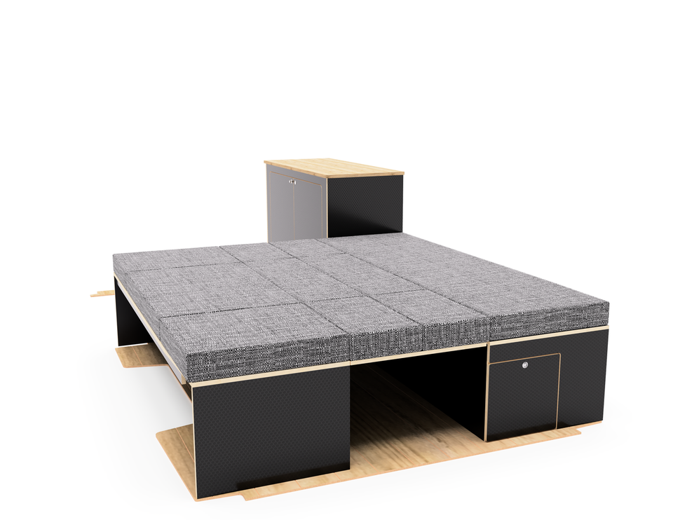 VW Crafter 1870mm Side pods bed & Drawer System - Camper Van Furniture ...