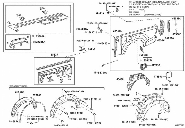 656380K010 Genuine Toyota Liner Rear Wheel House LH 65638-0k010 for ...