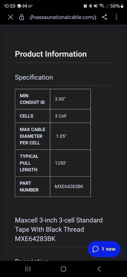 Maxcell 3" 3 Cell Detectable Fabric Innerduct Per Foot MXE64283BK | eBay