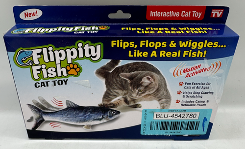 Flippity Fish Motion Activated Interactive Rechargeable Cat Toy w ...