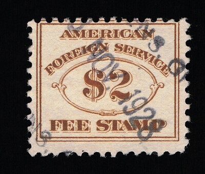 EXCEPTIONAL GENUINE #RK23 F-VF USED 1924 BROWN $2 CONSULAR SERVICE FEE ...