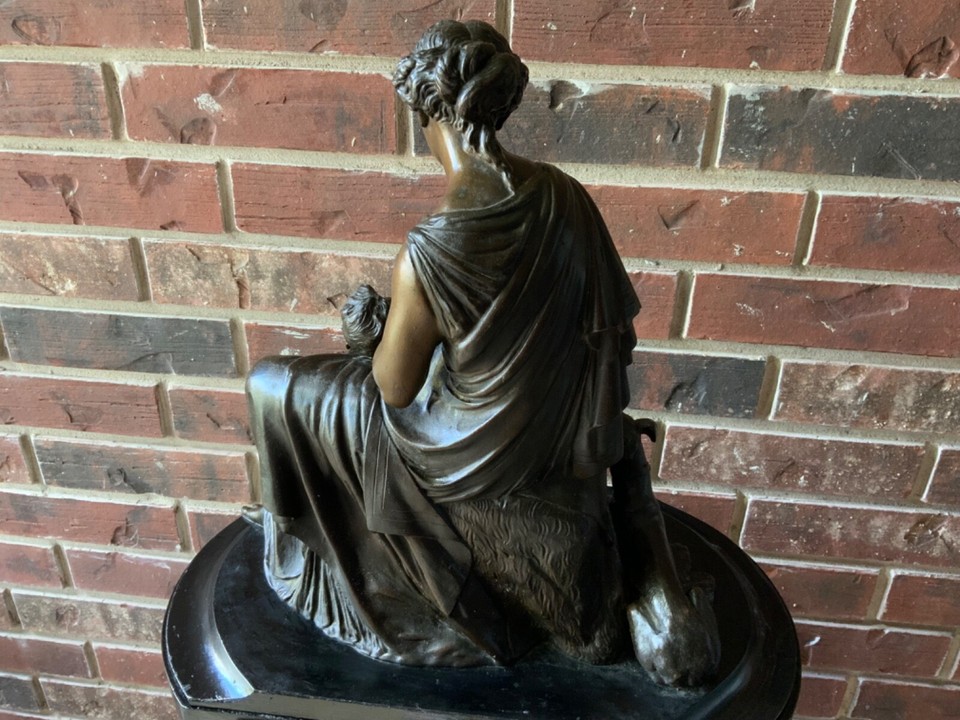 Rare Antique Heavy Bronze Sculpture Mother & Child X-LARGE 30lbs | eBay
