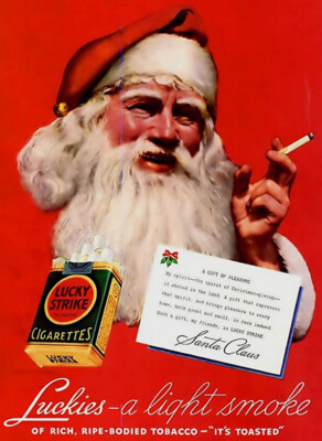 Lucky Strike : Santa :1936 : Vintage Advertisement : Archival Quality ...