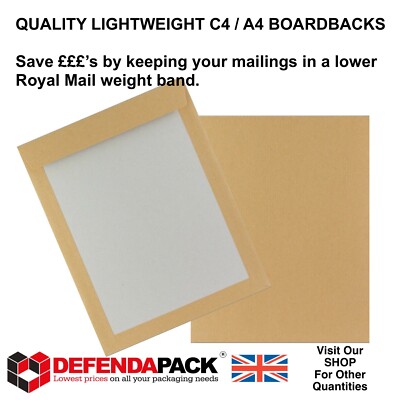 200 C4 A4 BOARD BACK ENVELOPES 12"x9" 324x229mm HARD BACKED LIGHTWEIGHT ...