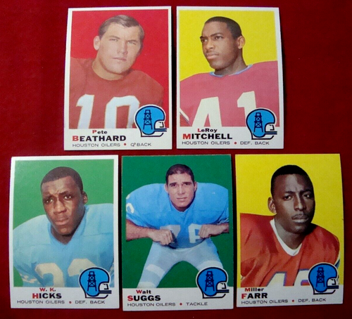 HOUSTON OILERS - 1969 TOPPS FOOTBALL CARDS - Final Season in AFL - LOT ...