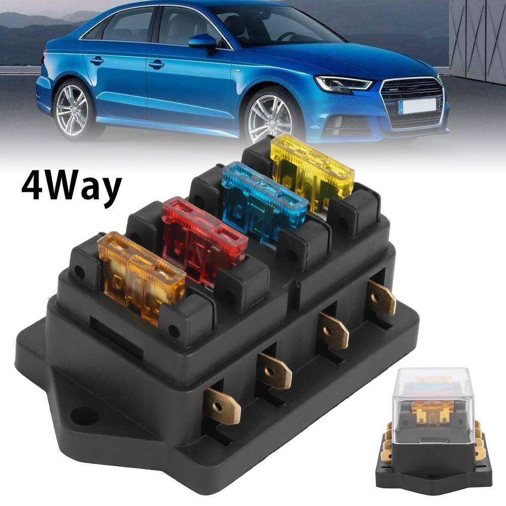 2Pcs 4 Way Blade Fuse Box Block Holder LED Indicator for 12V 24V Car ...
