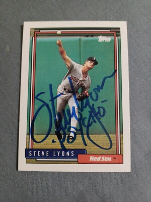 STEVE LYONS 1992 Topps # 349 autographed signed card BOSTON RED SOX 92 ...