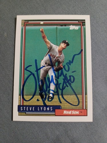 STEVE LYONS 1992 Topps # 349 autographed signed card BOSTON RED SOX 92 ...