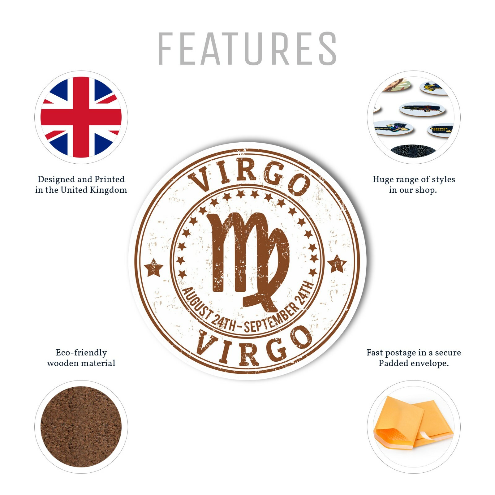 1 x Virgo Birth Horoscope Zodiac - Round Coaster Kitchen Student Kids ...