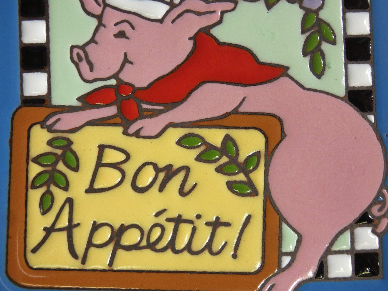 Ceramic Art Tile 6"x6" Bon Appetit! Cute Chef Pig Kitchen Wall Trivet ...