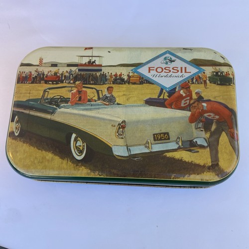 Fossil Watch Tin Box Empty 1992 Vintage 1950s Scene | eBay