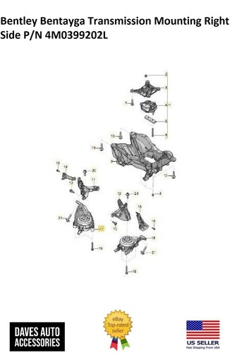 Auto Transmission Mounting RH Side #4M0399202Lfor 2018-21 Bentley ...