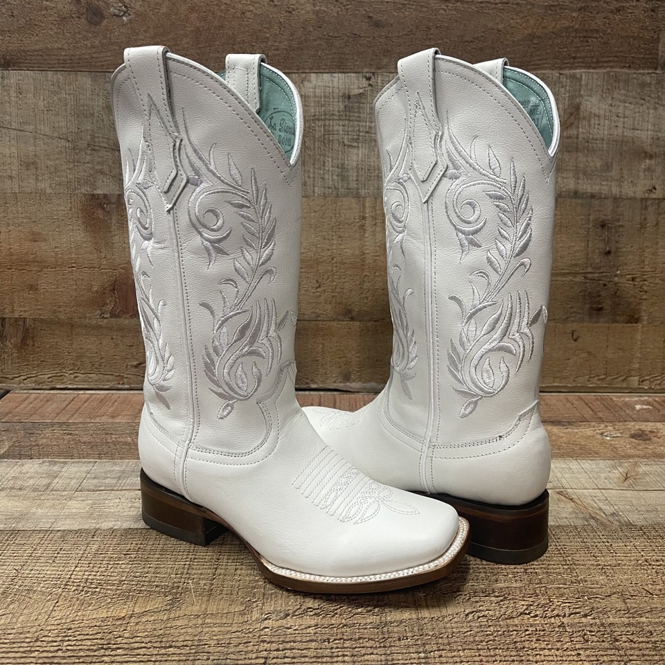 Bota Vaquera de Mujer Women's Western White Square Toe Cowgirl Boots ...