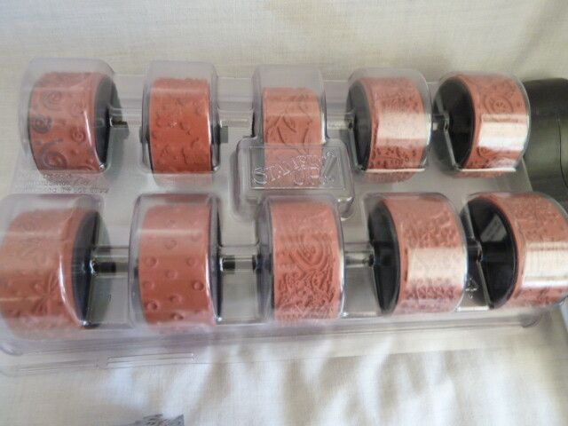 Stampin Up Roller Plus 10 Rubber Stamps Plus Storage Container, handle ...