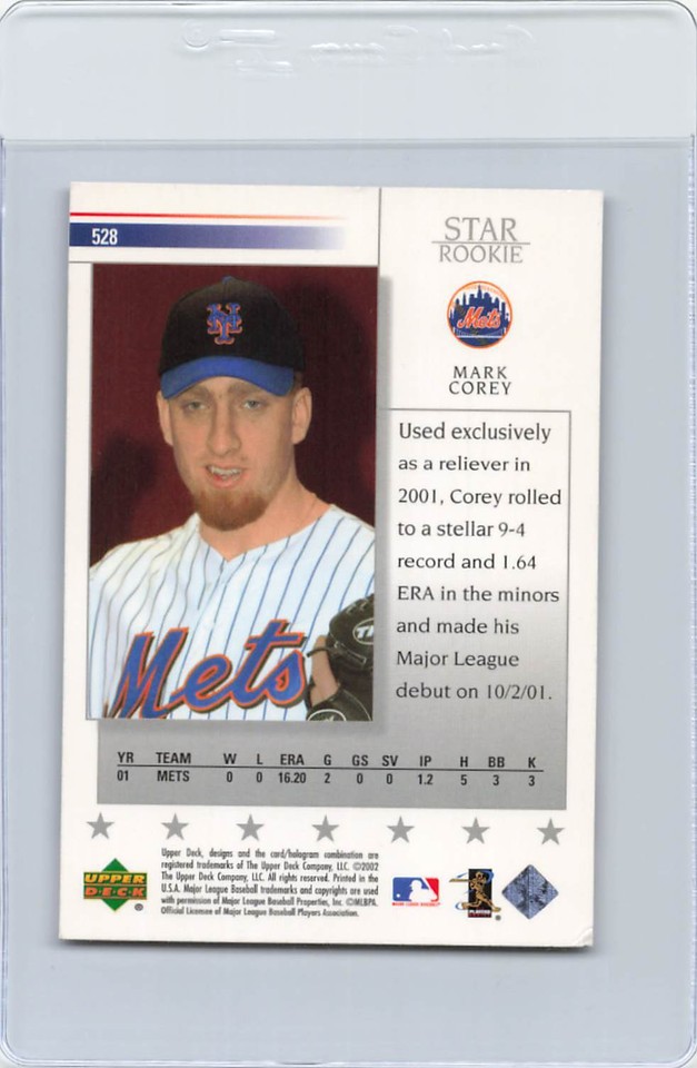 2002 Upper Deck #528 Mark Corey Mets Signed Auto *J1559 | eBay