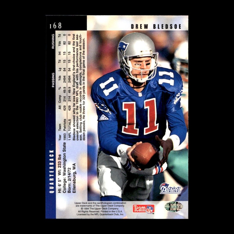 Drew Bledsoe 1994 Upper Deck Electric New England Patriots #168 R307 1 ...