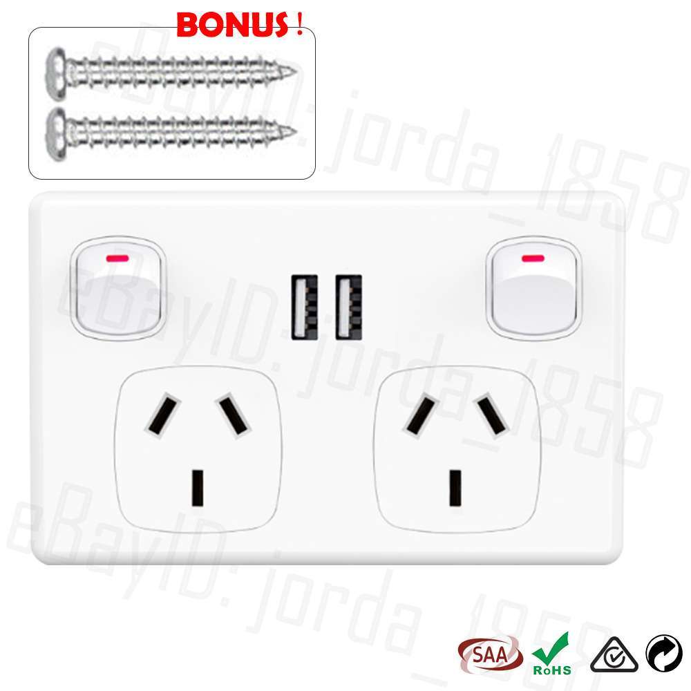 FAST Charge 10A amp Dual USB Type-C Double Power Point GPO Wall outlet ...