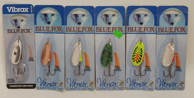(6) Blue Fox Super Vibrax #5 In-Line Spinner 7/16 oz Fishing Lures Lot ...