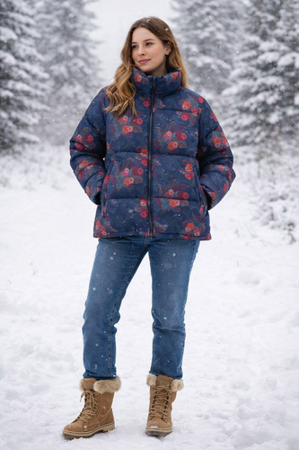 SUNDANCE Women's Kimmy Floral Puffer Jacket Size Large WInter Coat ...