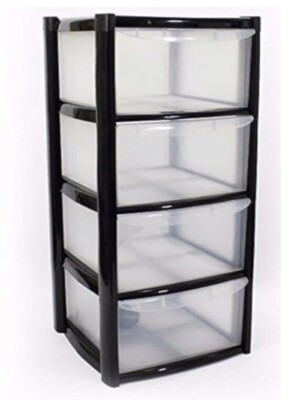 Large Plastic 4 Drawer Storage Drawer Tower for Schools, Offices Home ...