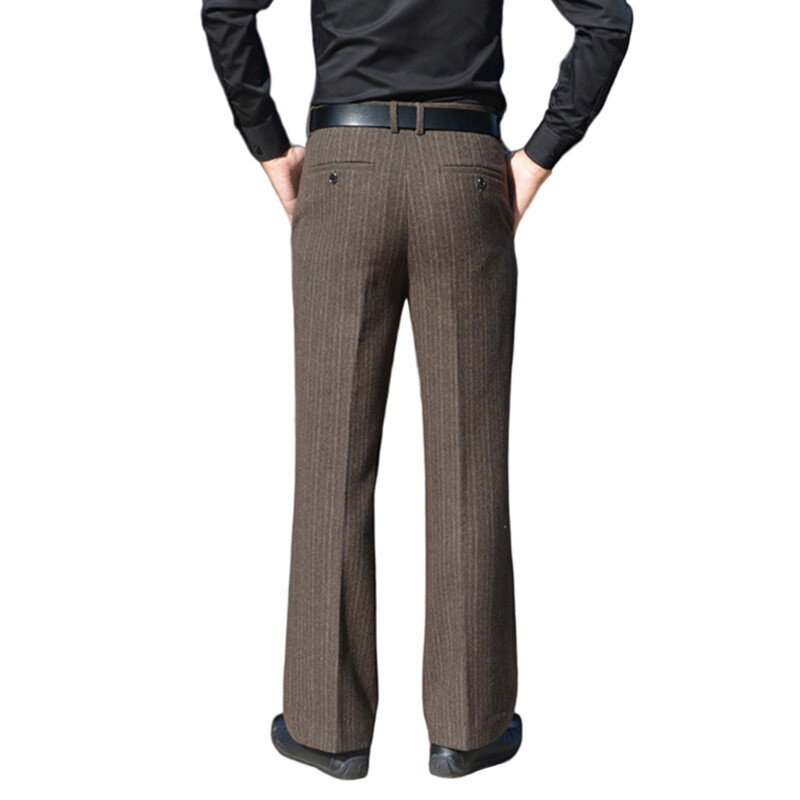 Men Striped Wool Blend Flared Bell Bottom Dress Pants Trousers Bootcut ...