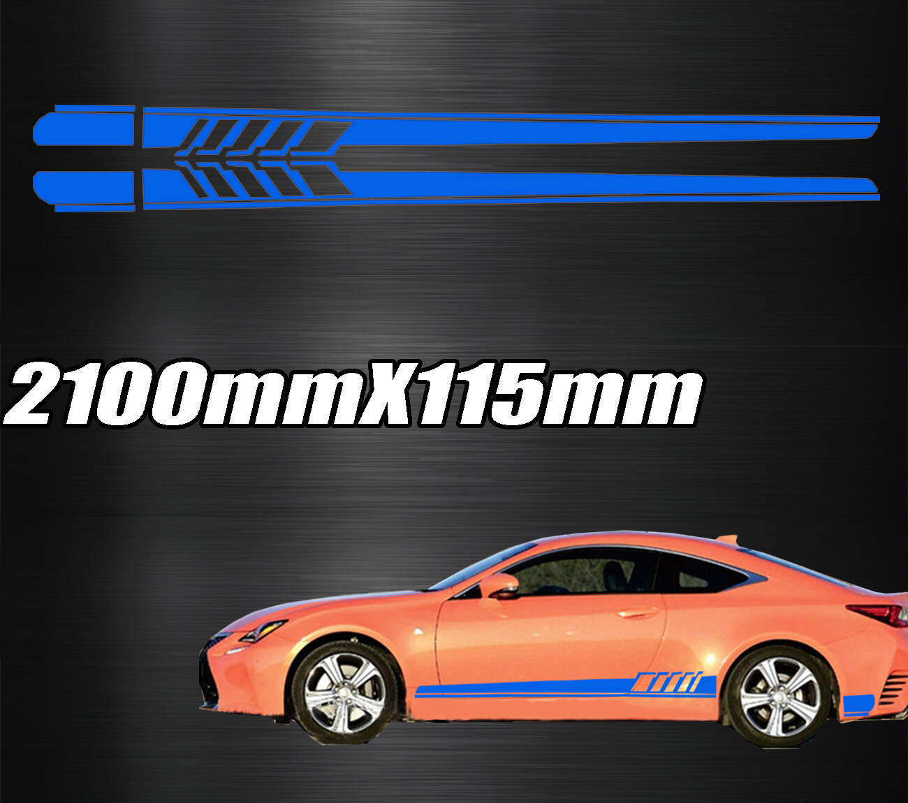 Universal Blue Stripe Decal Vinyl Side skirt Sticker Racing Sport Style ...