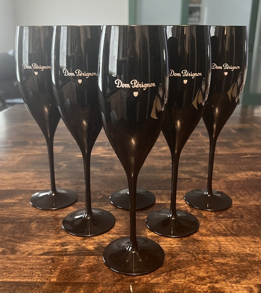 🥂Dom Pérignon Black Crystal Champagne Flutes, Set of 6 (rare & never ...
