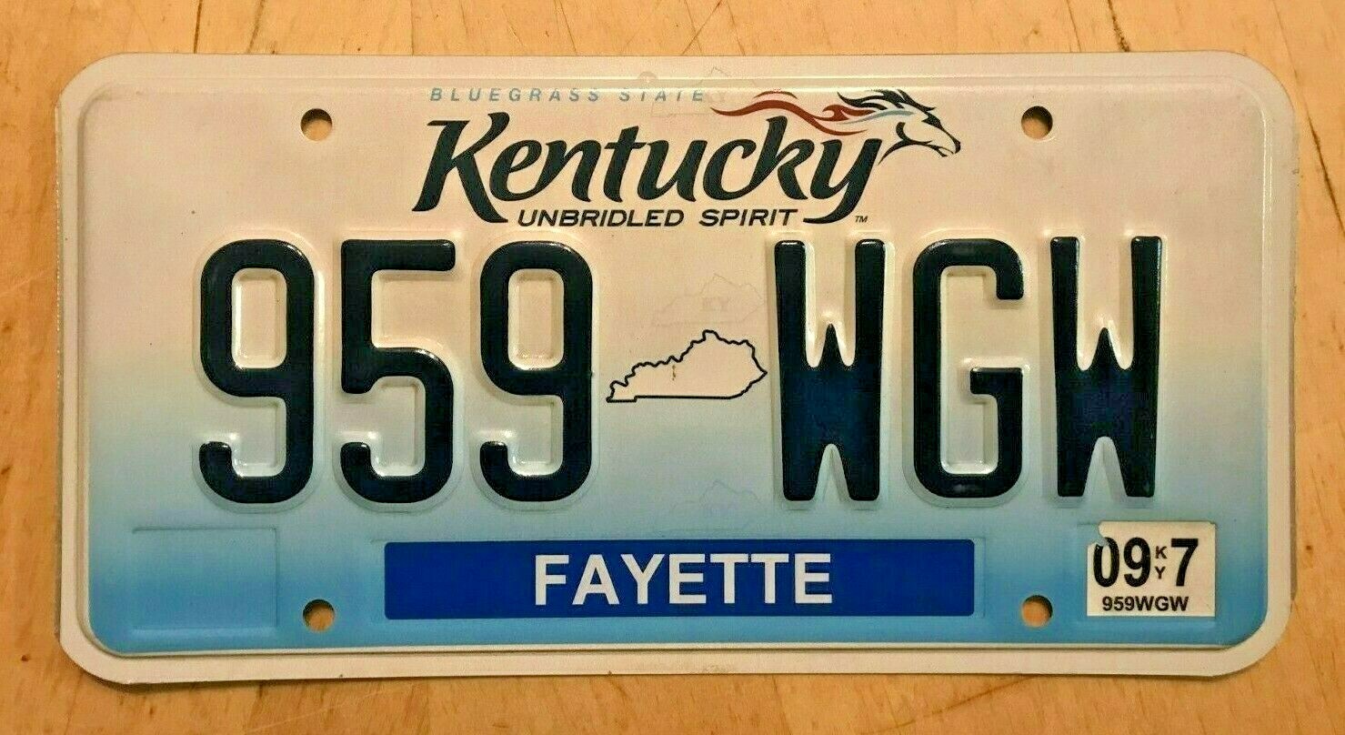 KENTUCKY UNBRIDLED SPIRIT AUTO LICENSE PLATE " 959 WGW " KY FAYETTE ...