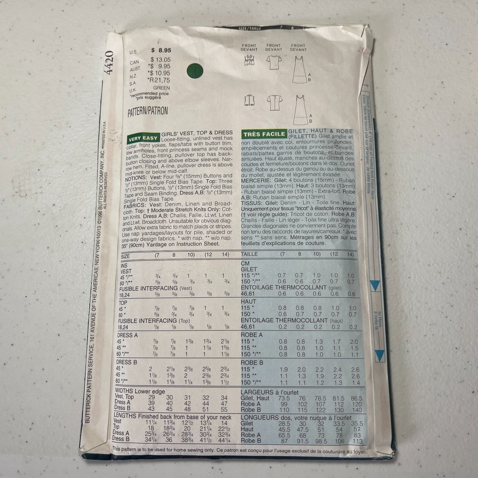 Vintage Busybodies Pattern 4420 Girls Vest, Top and Dress | eBay