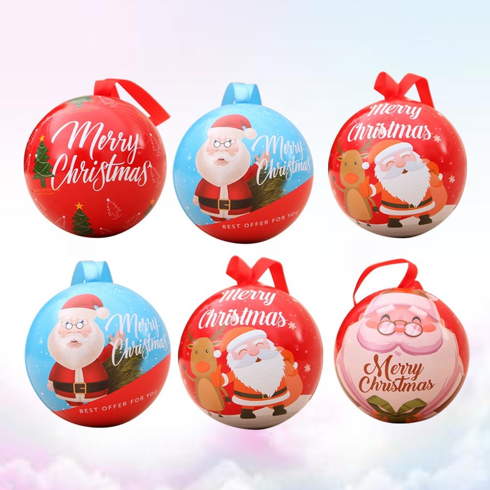6 Pcs Christmas Candy Boxes Ball Shaped Small Gift Boxes Hanging Decors ...