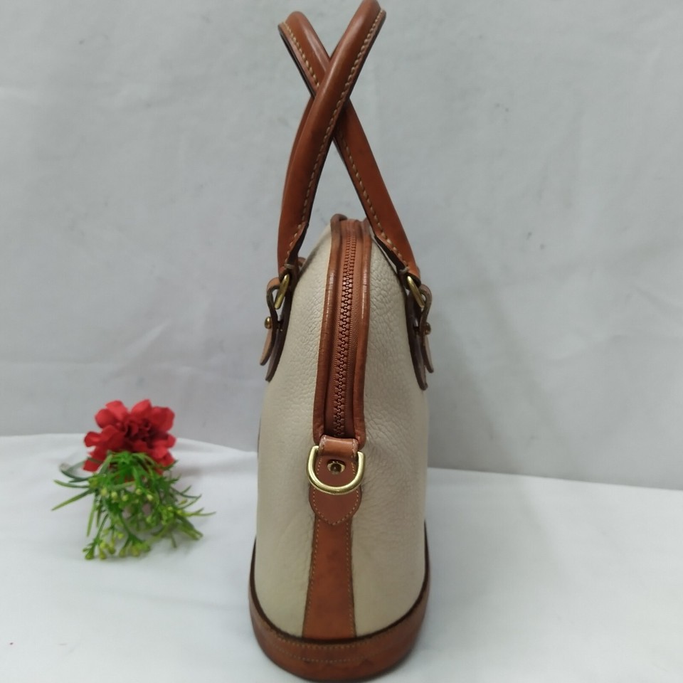 Dooney & Bourke Ivory Pebbled Leather Dommed Double Handle Zipper ...