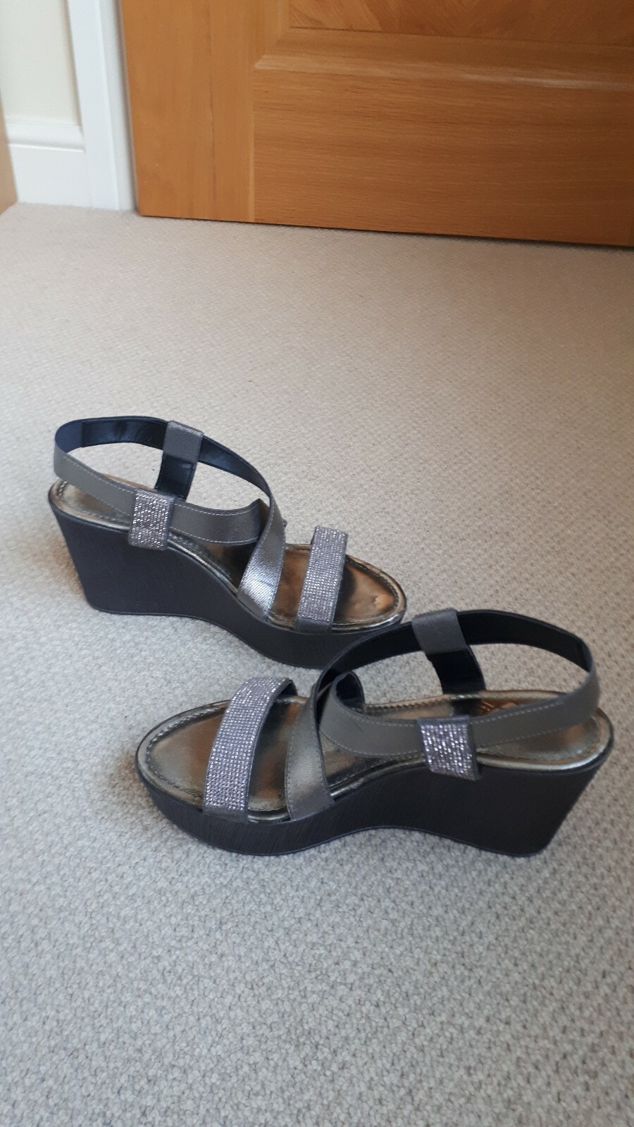 Lisa Kay Shoes 8 Wedge Grey and Silver Excellent Condition | eBay UK