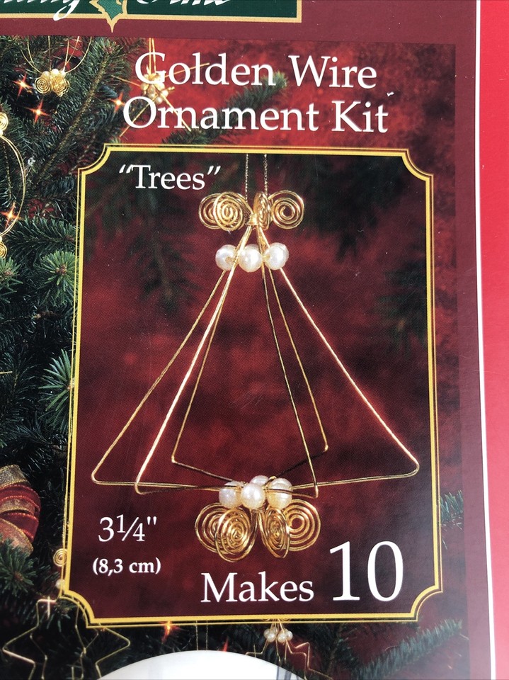 The Beadery Golden Wire Ornament Kit TREES Christmas Wire Bead 2000 NOS ...