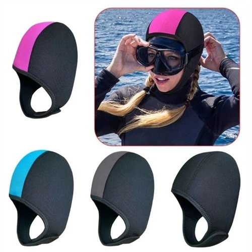 Thicken Swimming Cap Neoprene Thermal Hood Cap Underwater Ear Hat Man ...
