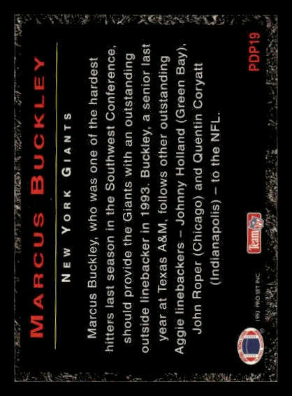 1993 Pro Set Power #PDP19 Marcus Buckley Draft Picks New York Giants | eBay
